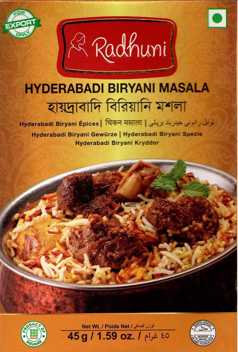 RADHUNI HYDRABADI BIRYANI MASALA 6X45G - FreshTropical