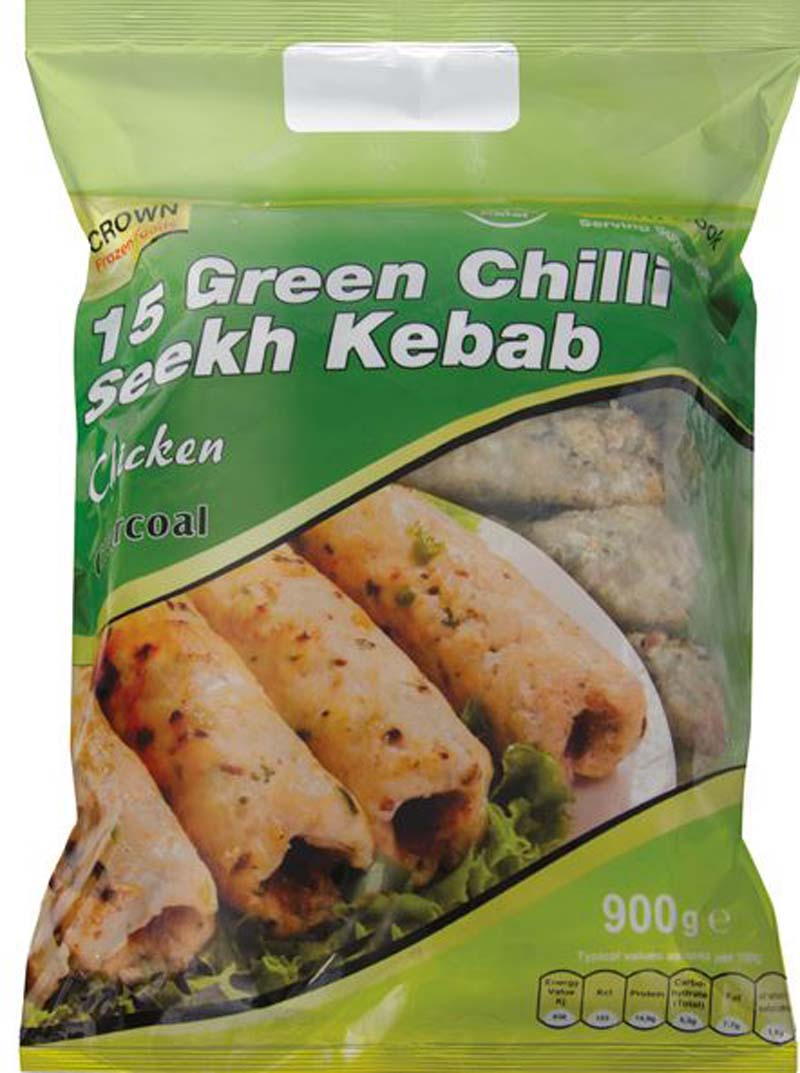 CROWN GREEN CHILLI SEEKH KEBAB 10x900GR - FreshTropical