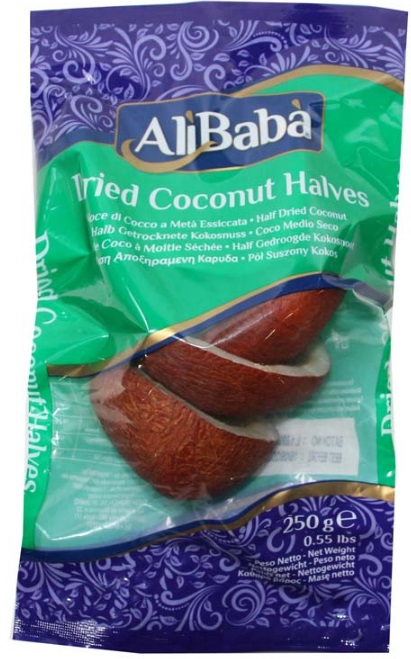 COCONUT DRIED HALVES ALI BABA 10X250G - FreshTropical